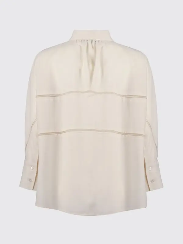 Fabiana Filippi Oversized Shirt In Fresh Wool With Diamond Thread - Butter