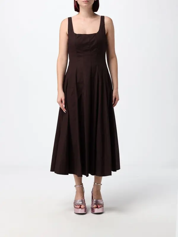 Staud Square Neck Midi Dress