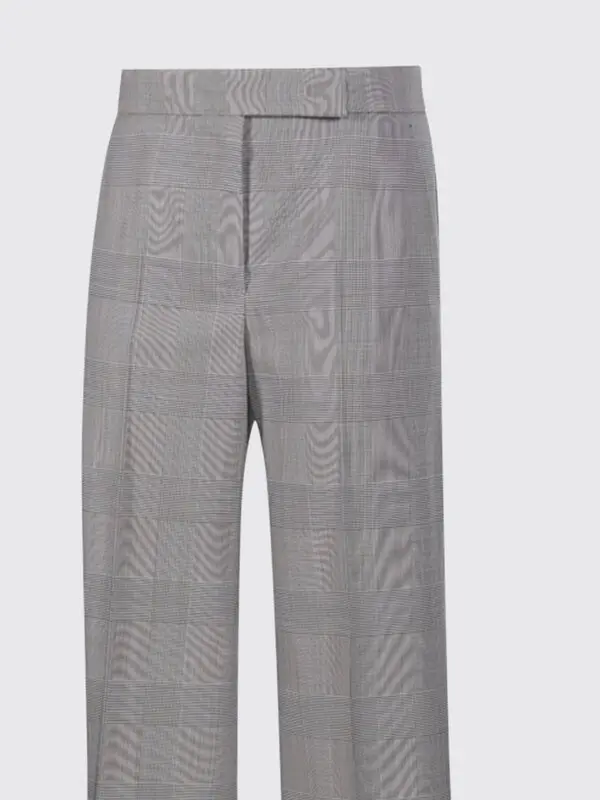 Max Mara Prince Of Wales Check Wool Flare Trousers - Grey