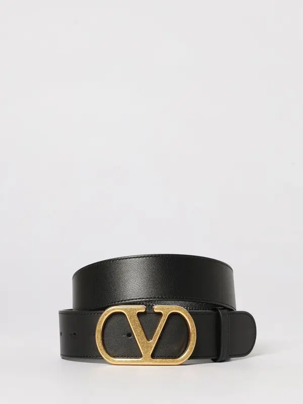 Valentino Garavani Vlogo Signature Leather Belt - Black