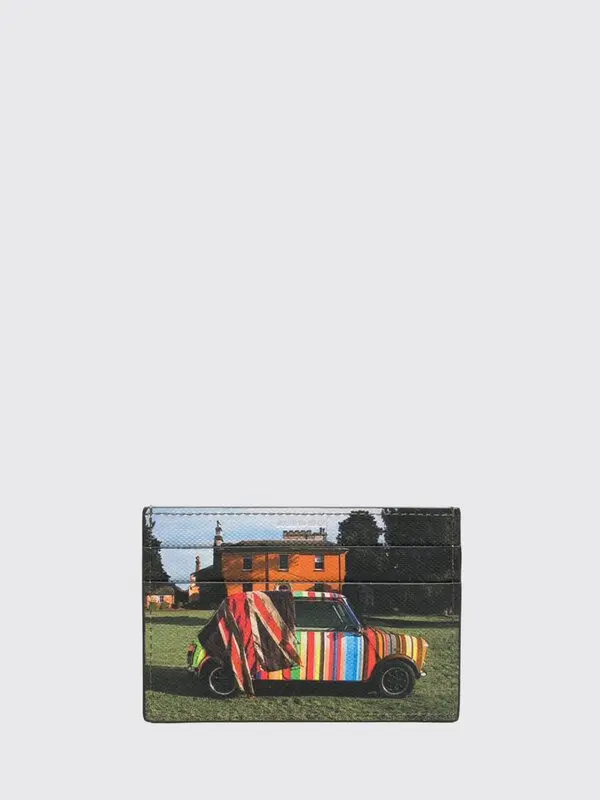 Paul Smith Flat Leather Card Holder With Graphic Print And Four Slots