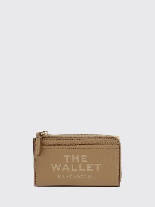 Marc Jacobs The Wallet Pebbled Leather Card Holder With Zip And Embossed Logo - Camel