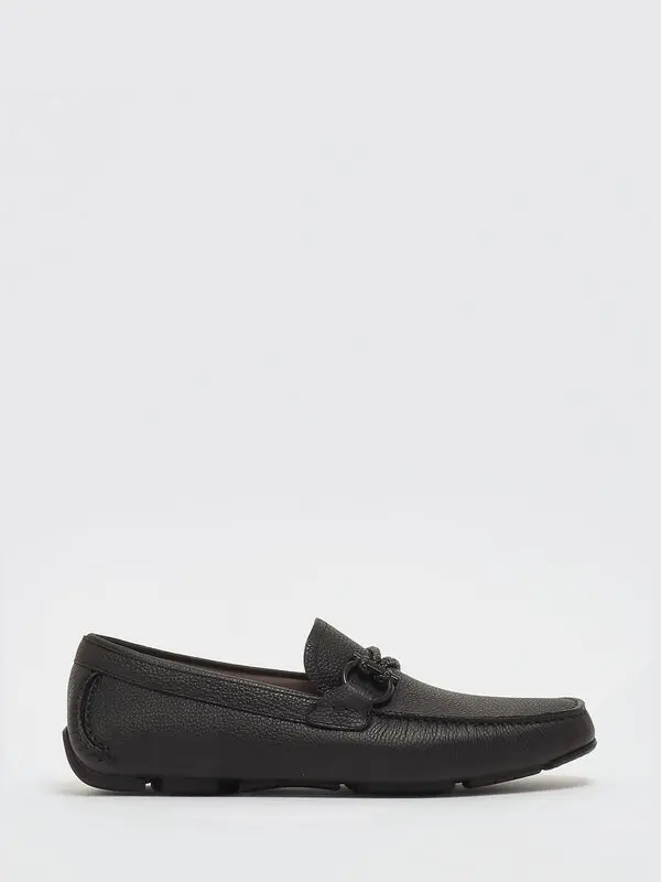 FERRAGAMO Gancini Grained Leather Driver Loafers