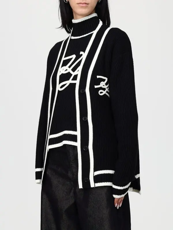 Karl Lagerfeld Cardigan With Ribbed Detailing And Embroidered Logo