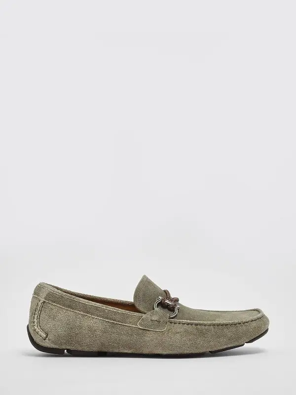 FERRAGAMO Gancini Suede Driver Loafers
