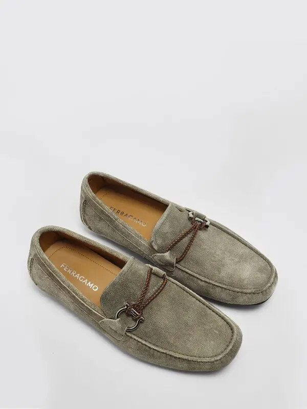 FERRAGAMO Gancini Suede Driver Loafers