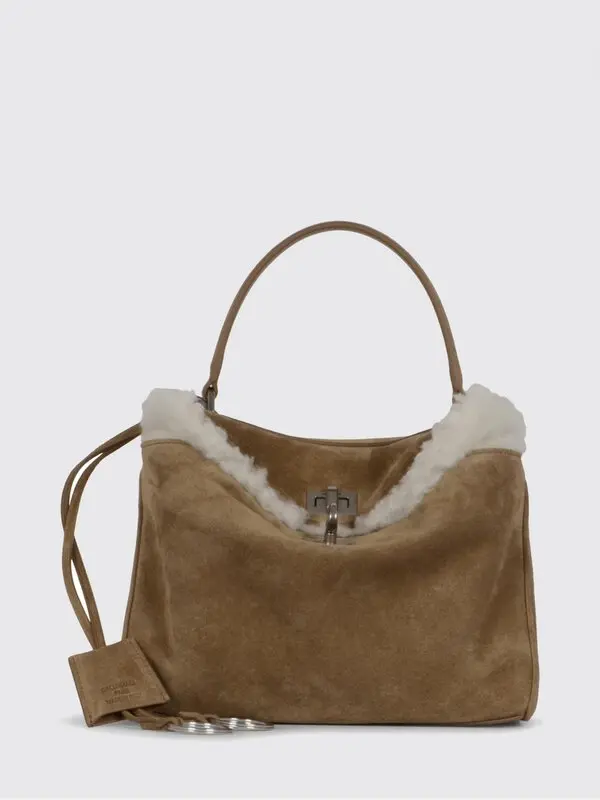 Balenciaga Rodeo Mini Shearling Handbag With Removable Shoulder Strap