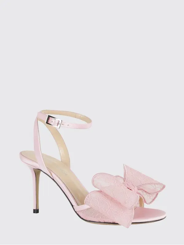 MACH&MACH Embroidered Lace And Satin High Stiletto Heel Sandals
