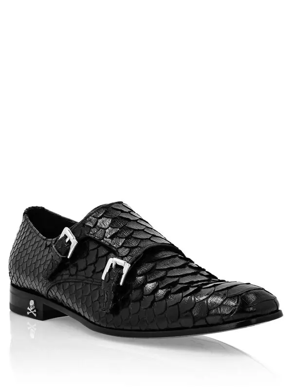 Philipp Plein Python Leather Monk Strap Shoes