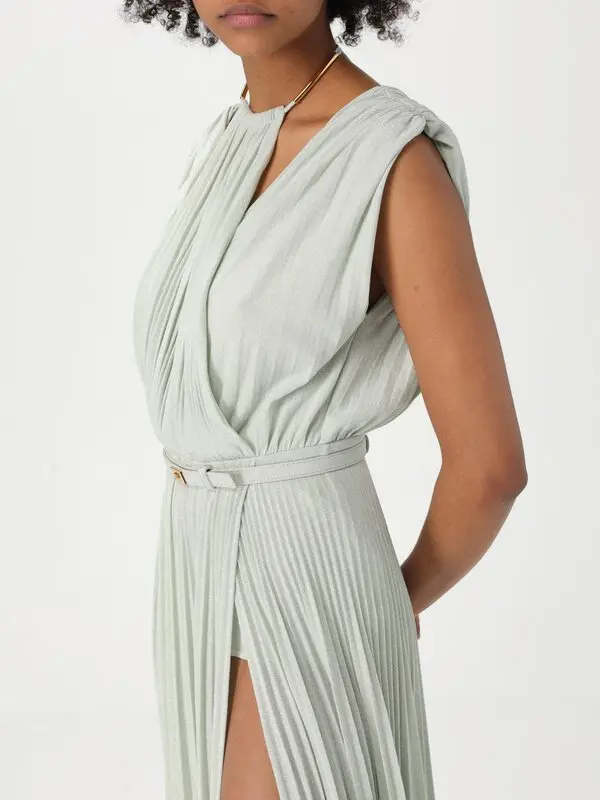 Elisabetta Franchi Pleated Maxi Dress With Halter Neck