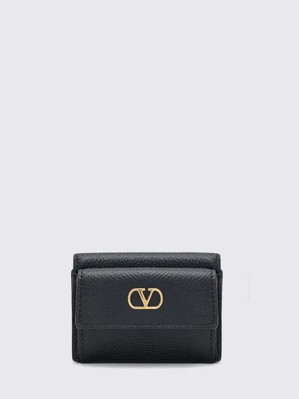 Valentino Garavani Vlogo Signature Grained Leather Wallet - Black