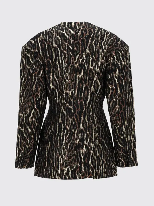 GANNI Single-breasted Animal Print Crepe Blazer