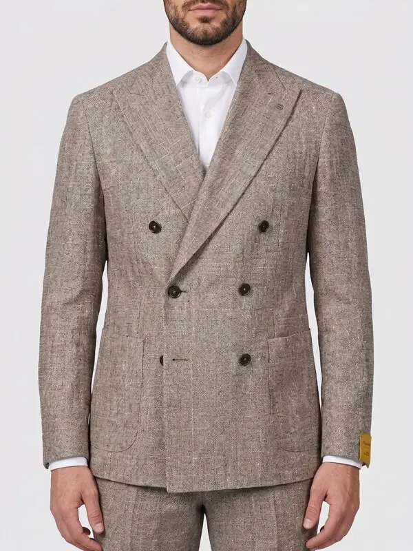 Tagliatore Double Breasted Linen And Cotton Blazer
