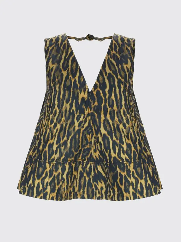 GANNI Animal Print Cotton Top