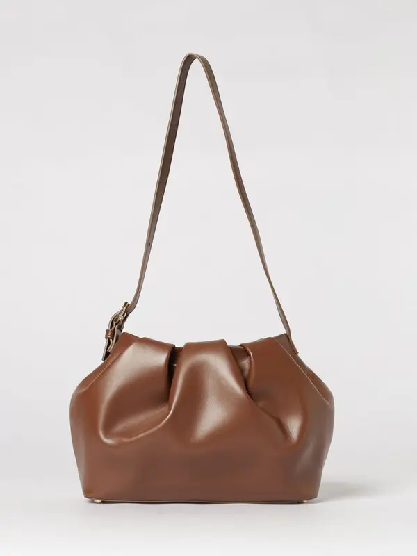 THEMOIRE Draped Vegan Leather Athena Bag - Brown