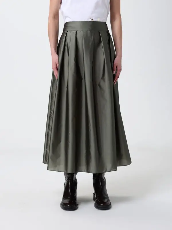 Max Mara Silk Blend Satin Midi Skirt - Olive