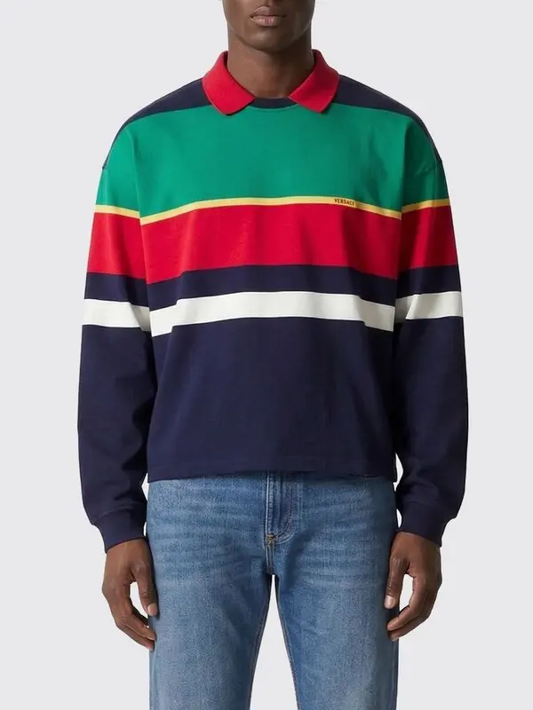 Versace Striped Cotton Polo Shirt