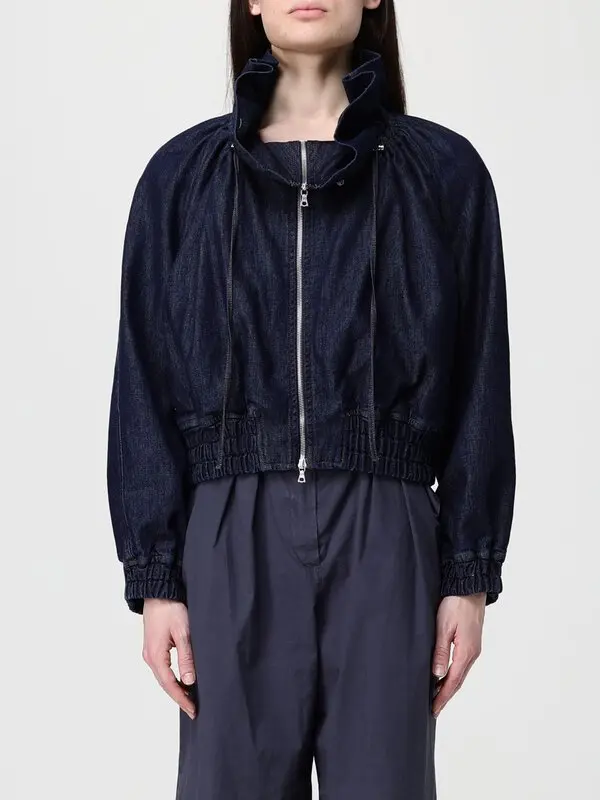 Dries Van Noten Cotton Denim Crop Bomber Jacket