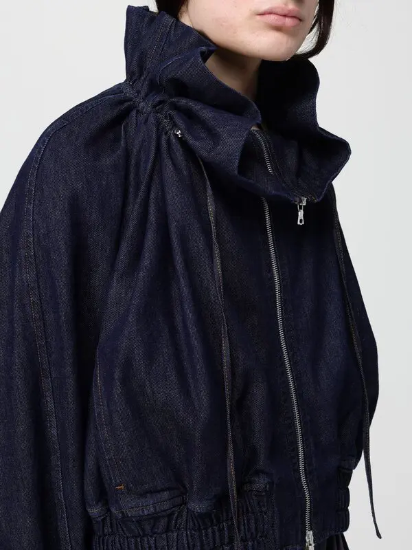 Dries Van Noten Cotton Denim Crop Bomber Jacket