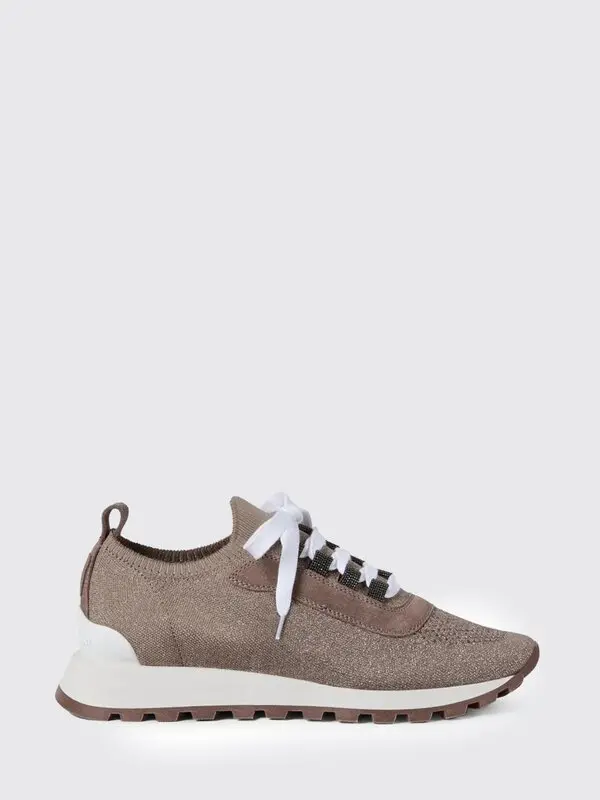 Brunello Cucinelli Cotton And Lurex Knit Low Top Sneakers