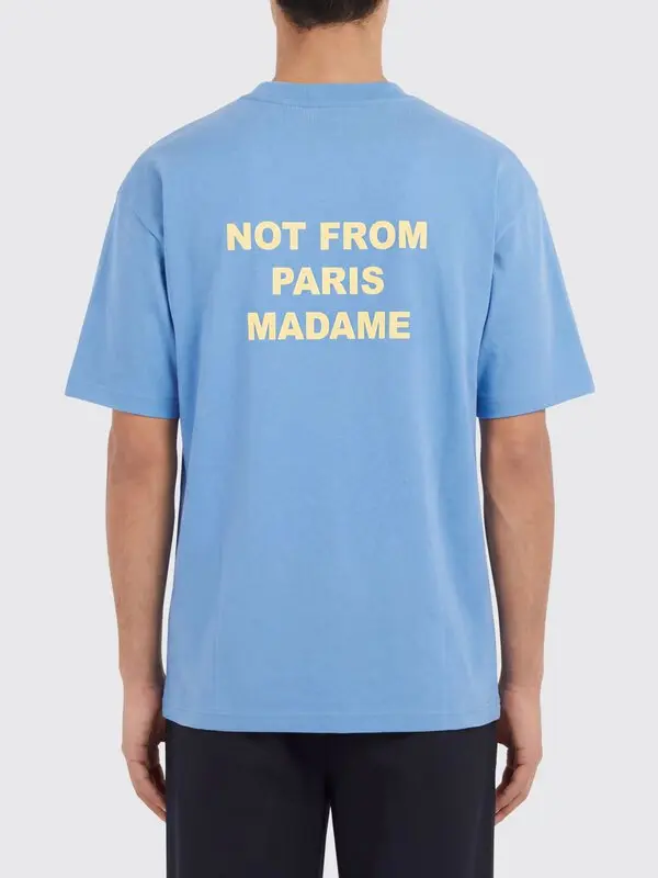 Drole De Monsieur Cotton T-shirt With Slogan - Blue