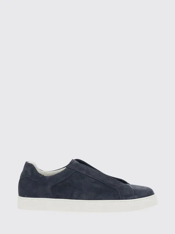 DOUCAL'S Suede Calfskin Slip-on Sneakers - Blue