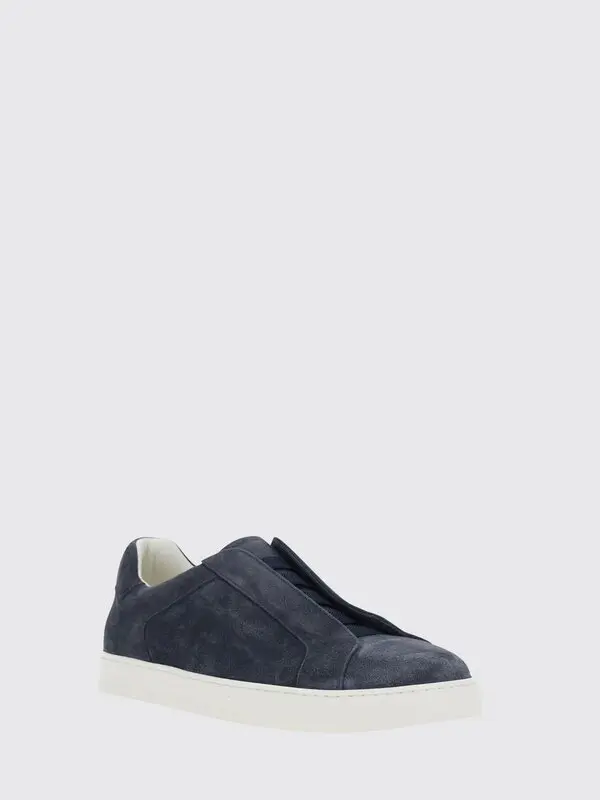 DOUCAL'S Suede Calfskin Slip-on Sneakers - Blue