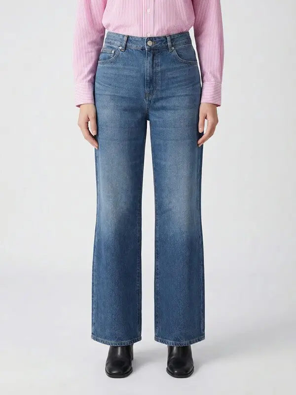 GANNI Straight Jeans In Organic Cotton Denim - Blue