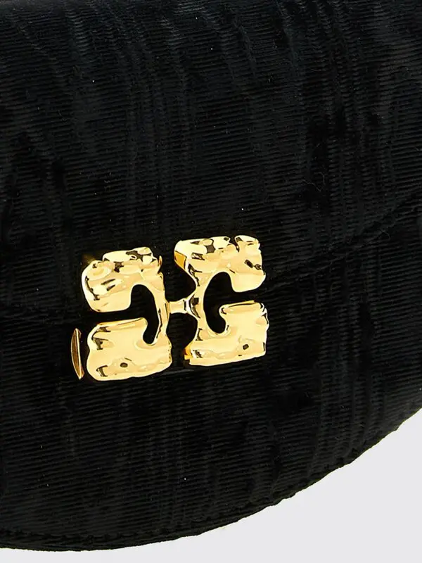 GANNI Lulu Moiré Velvet Wallet On Chain Bag - Black