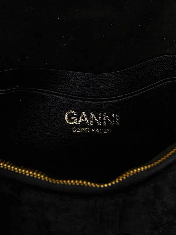 GANNI Lulu Moiré Velvet Wallet On Chain Bag - Black