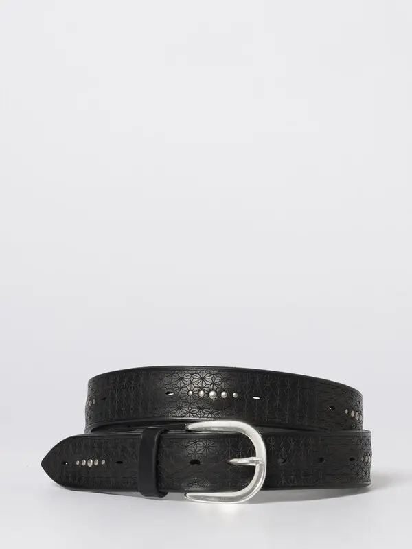Orciani Embossed Leather Belt With Studs - Black