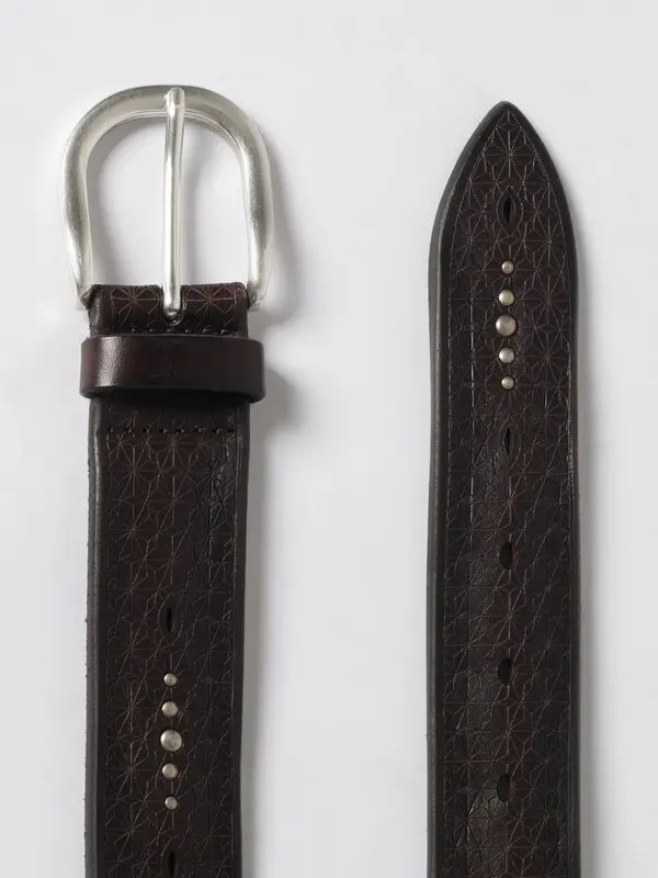 Orciani Embossed Leather Belt With Studs - Brown
