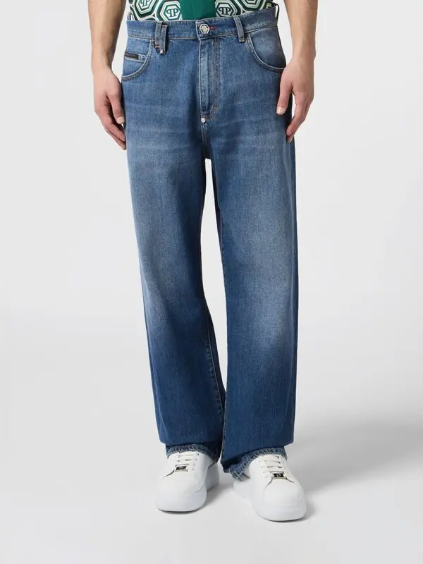 Philipp Plein Wide Leg Stretch Denim Jeans