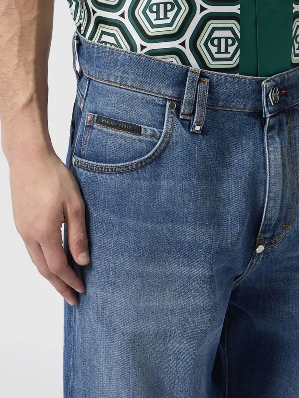 Philipp Plein Wide Leg Stretch Denim Jeans