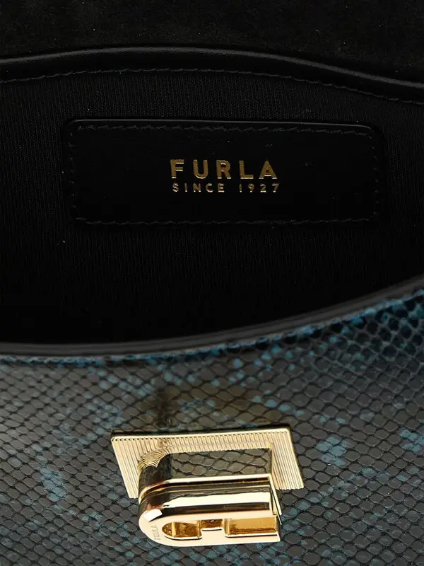 Furla 1927 Printed Goatskin Shoulder Bag - Blue