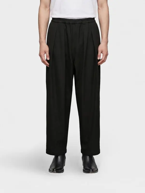 MAISON MARGIELA Cotton Blend Wide Leg Trousers - Black