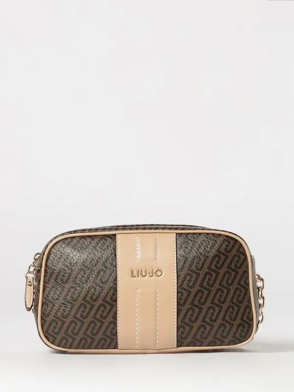 Liu Jo Grained Faux Leather Bag With Printed Monogram - Brown