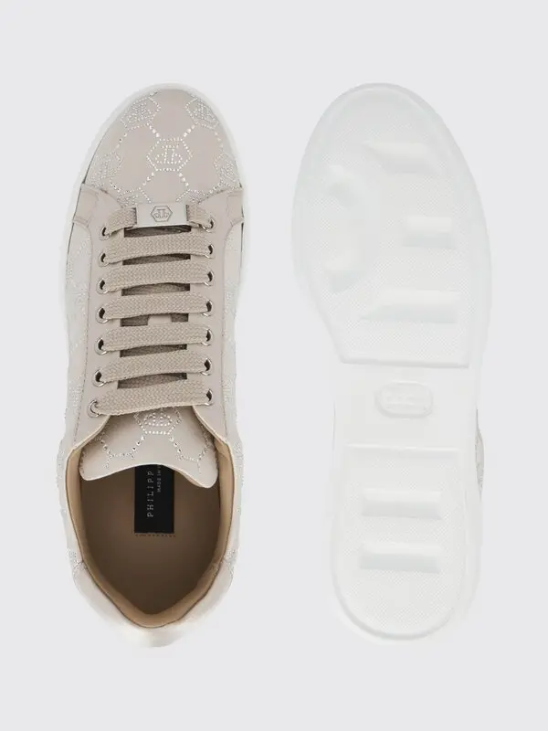 Philipp Plein Satin Sneakers With Rhinestone Hexagon