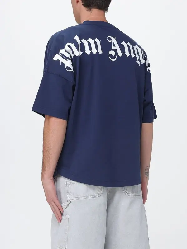 Palm Angels Cotton T-shirt With Logo - Blue