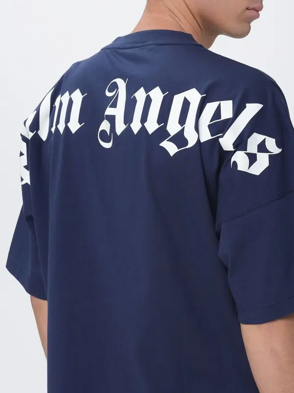 Palm Angels Cotton T-shirt With Logo - Blue