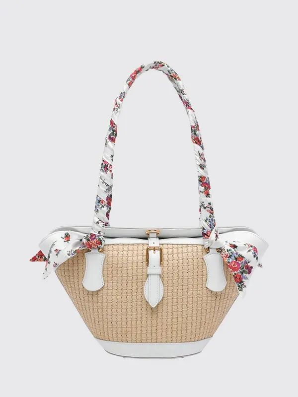 Dolce & Gabbana Capri Coffa Bag In Raffia And Leather