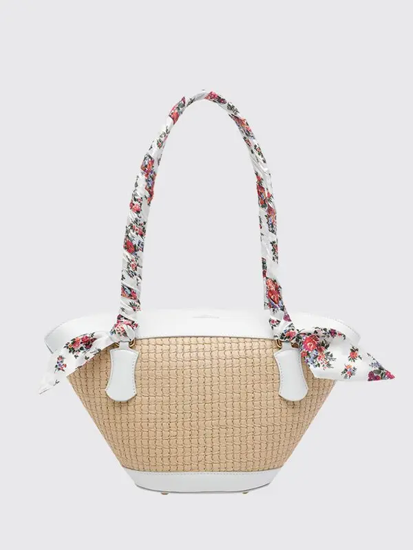 Dolce & Gabbana Capri Coffa Bag In Raffia And Leather