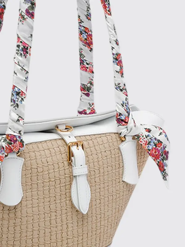Dolce & Gabbana Capri Coffa Bag In Raffia And Leather