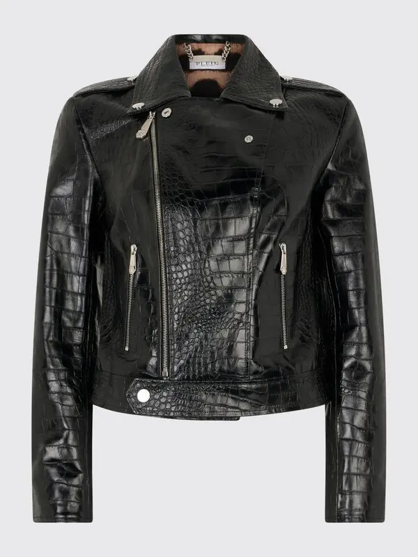 Philipp Plein Crocodile-embossed Leather Biker Jacket