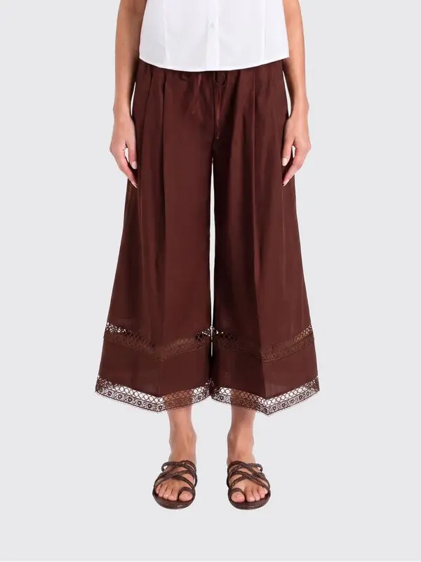 TWINSET Cotton Blend Cropped Trousers - Brown