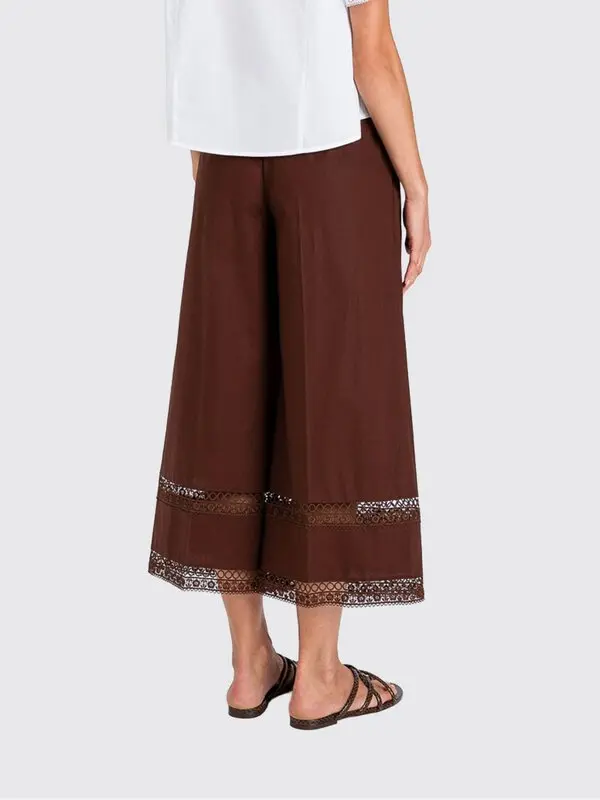 TWINSET Cotton Blend Cropped Trousers - Brown
