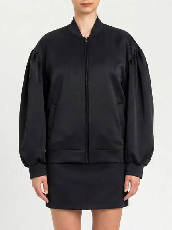 TWINSET Duchess Satin Oversized Bomber Jacket