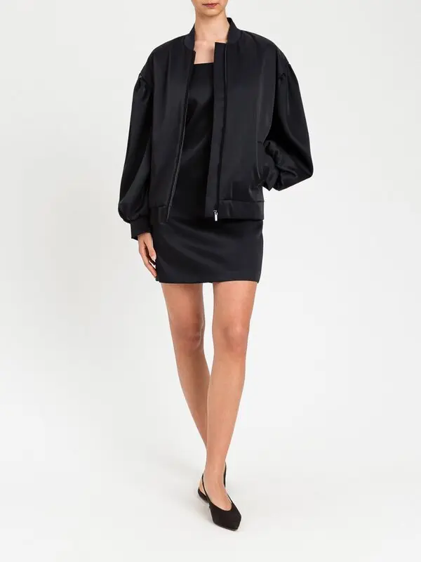 TWINSET Duchess Satin Oversized Bomber Jacket
