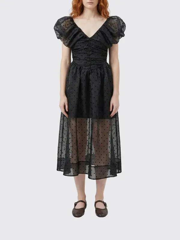 GANNI Polka Dot Tulle Midi Dress
