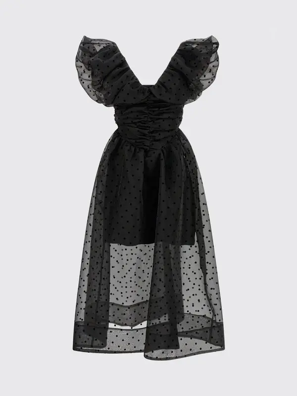 GANNI Polka Dot Tulle Midi Dress
